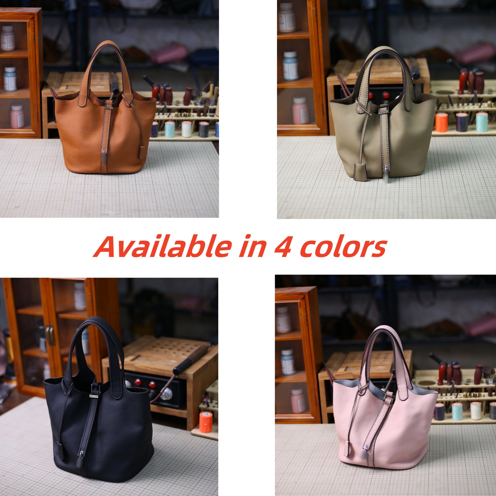 DIY Leather Bucket Bag Kit: Full-grain Leather, Tutorial Video - Etsy