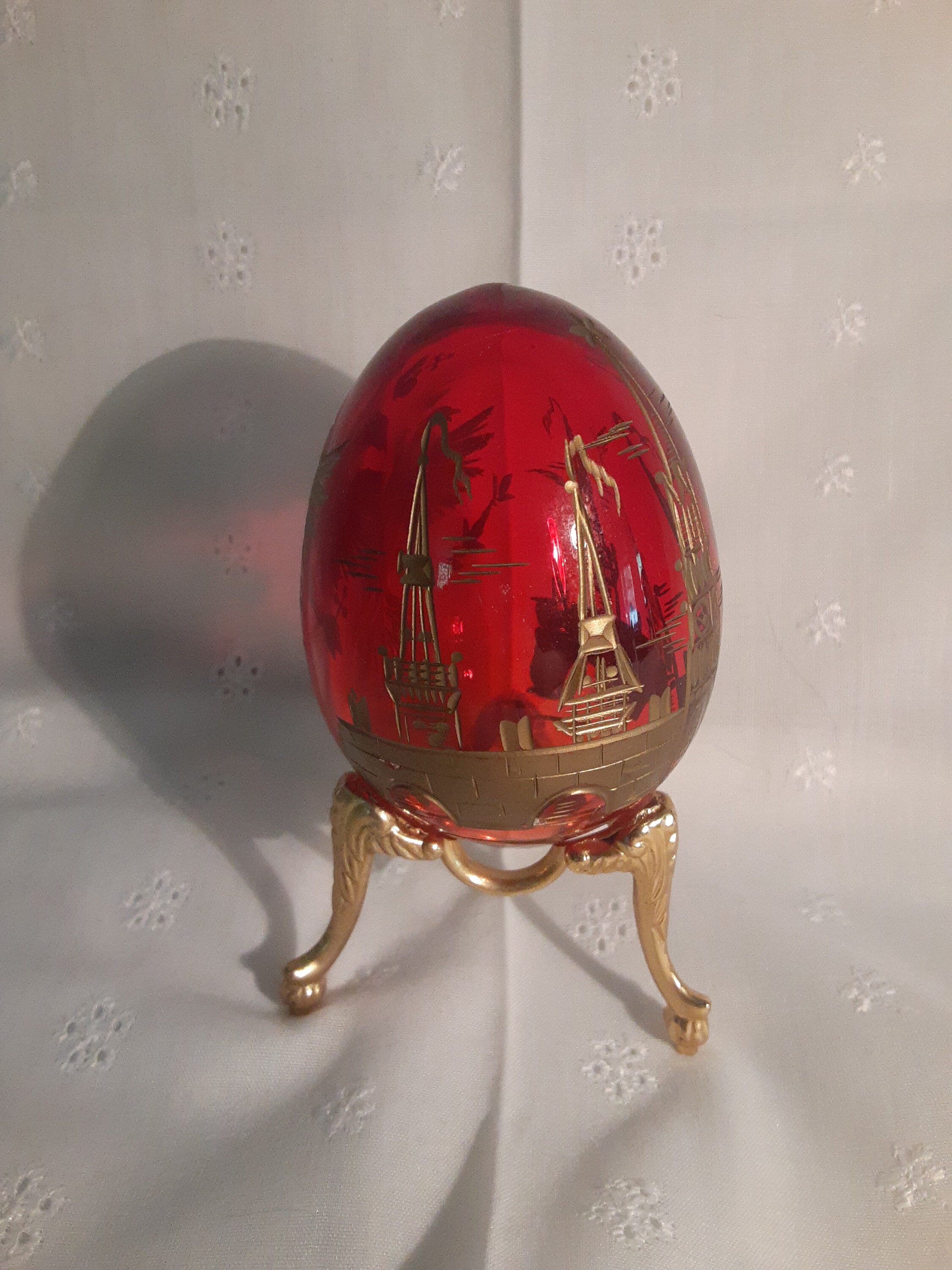 Red Ruby Glass Fabergé Egg - Etsy