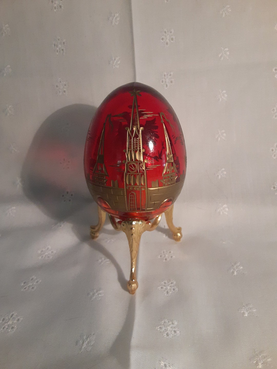 Red Ruby Glass Fabergé Egg - Etsy