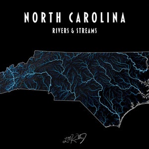 North Carolina River Map Poster Print High Resolution Wall Art - Etsy