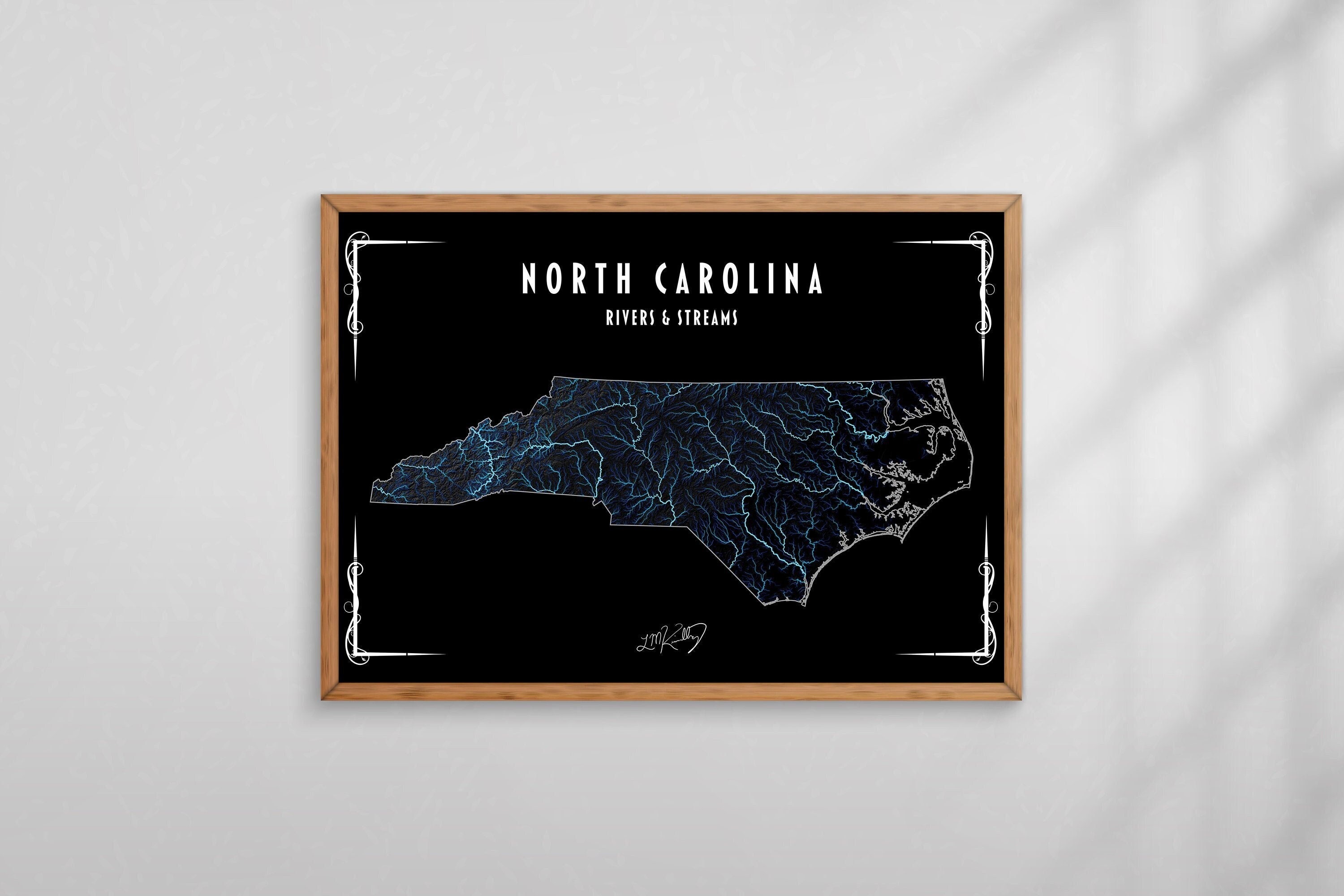 North Carolina River Map Poster Print High Resolution Wall Art - Etsy North Carolina River Map Poster Print High Resolution Wall Art - Etsy