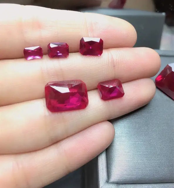 AAA Red Ruby Quartz Octagon Faceted Cut Loose Gemstone Calibrated ...