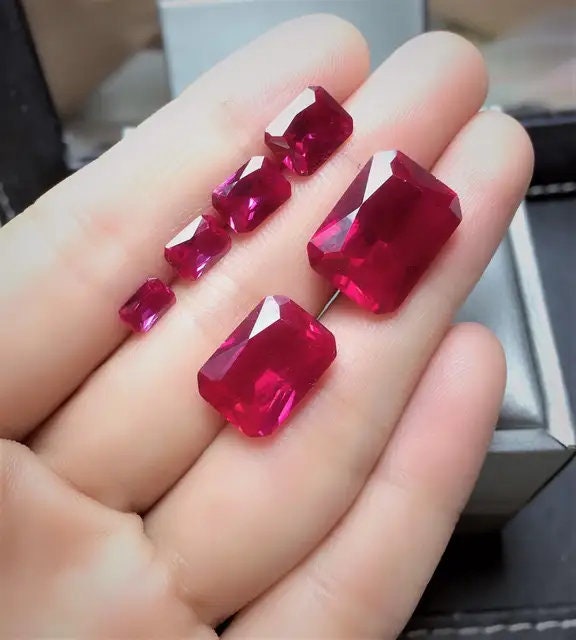 AAA Red Ruby Quartz Octagon Faceted Cut Loose Gemstone Calibrated ...