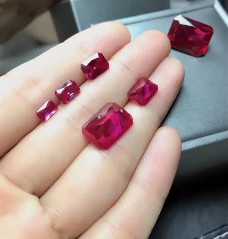 AAA Red Ruby Quartz Octagon Faceted Cut Loose Gemstone Calibrated ...