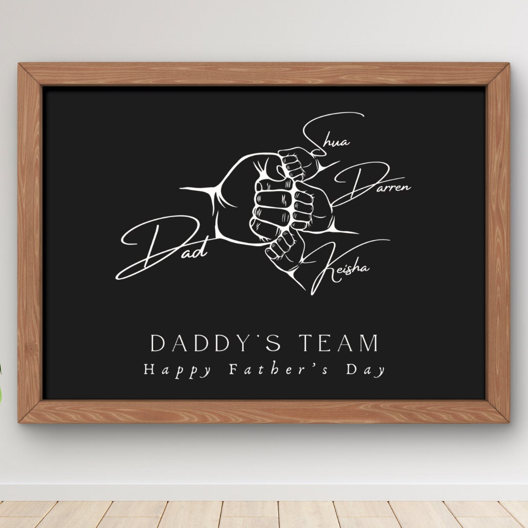 Personalized Happy Father's Day Gift, Family Hands, Fist Bump Digital ...