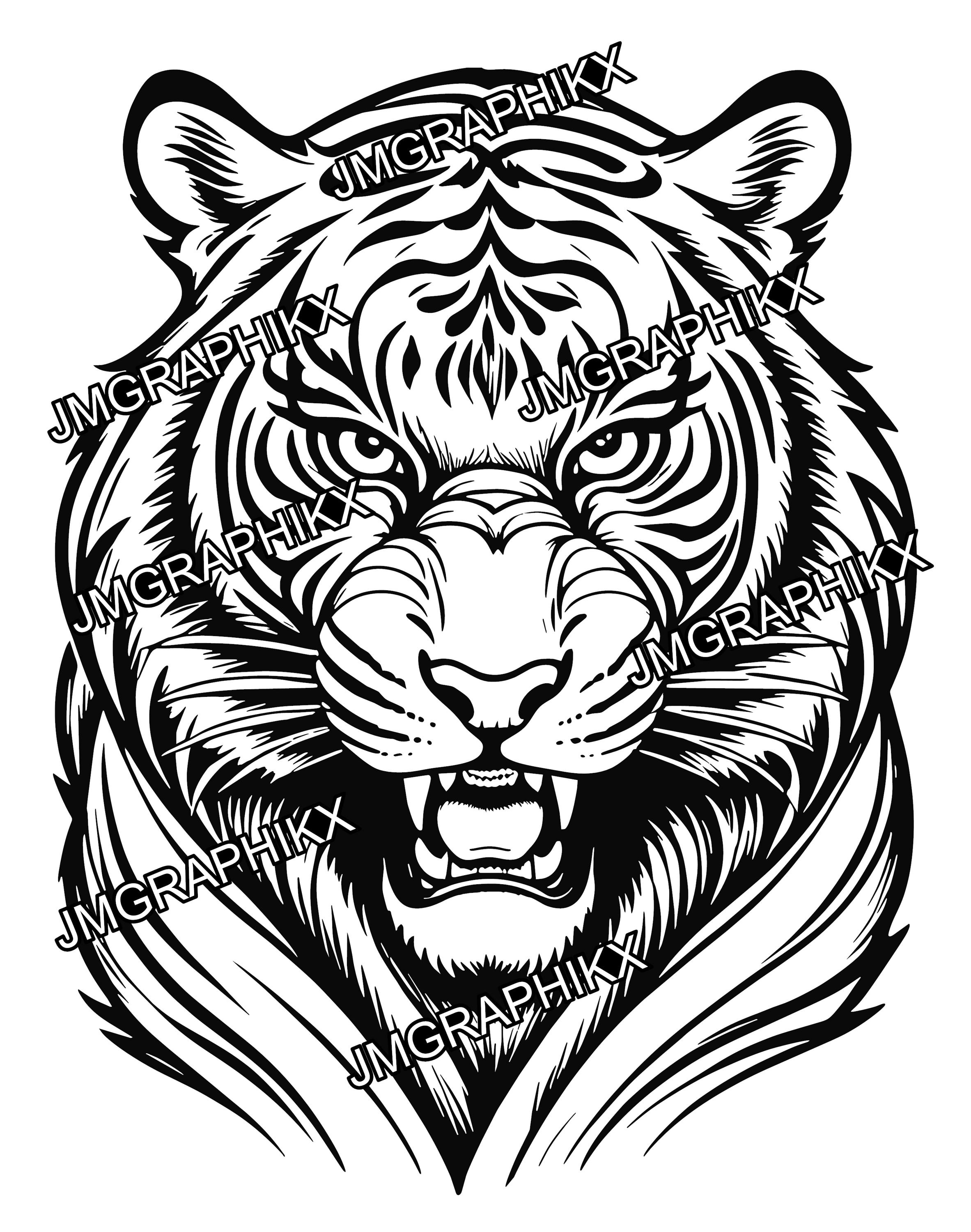 Angry Tiger Vector SVG PNG Cut File, Engraving, Sign. - Etsy
