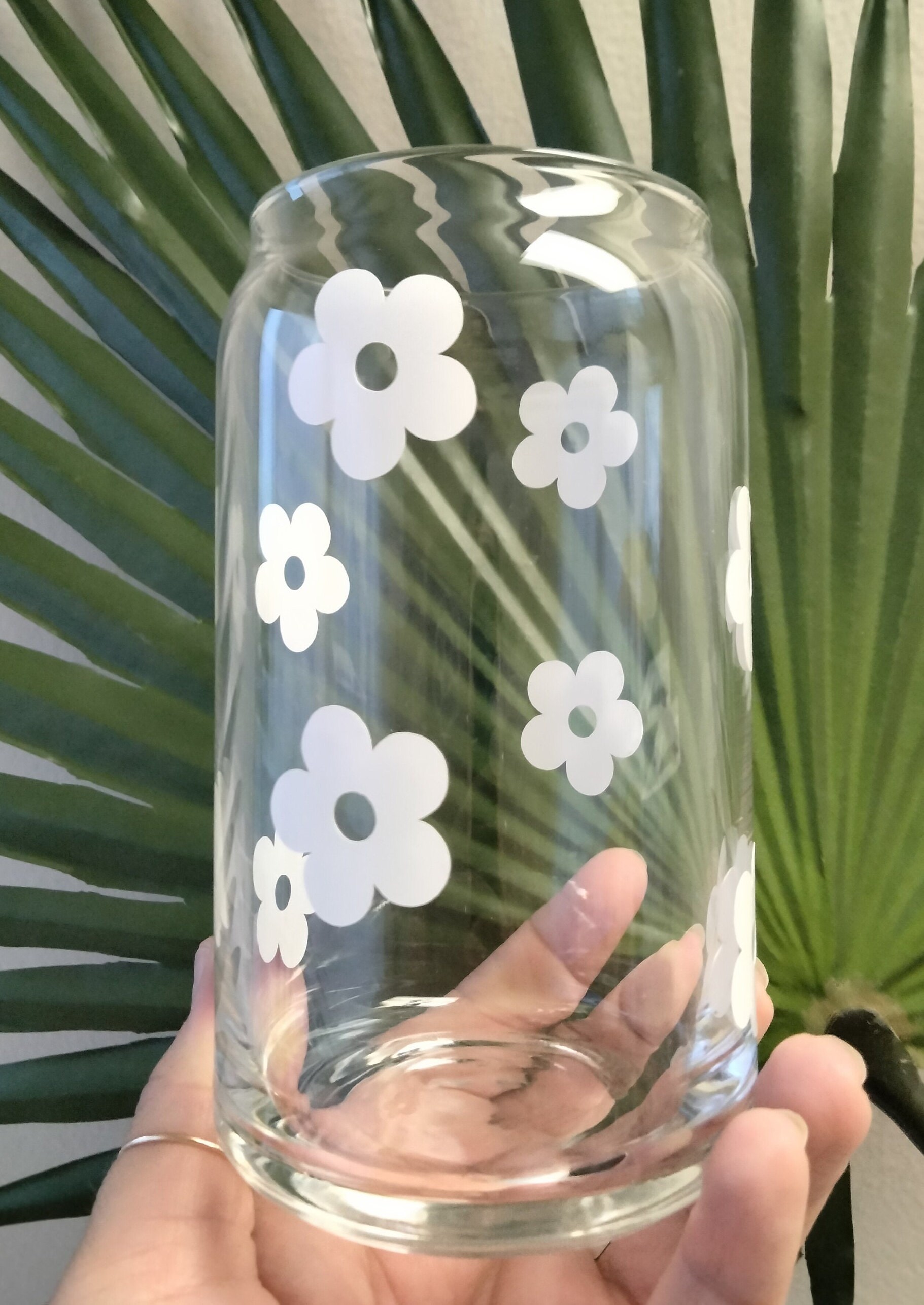 Retro Daisy Flower Glass Cup - Etsy