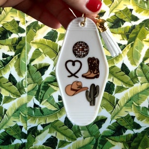 Cowgirl Keychain | Motel Keychain | Vintage Keychain - Etsy