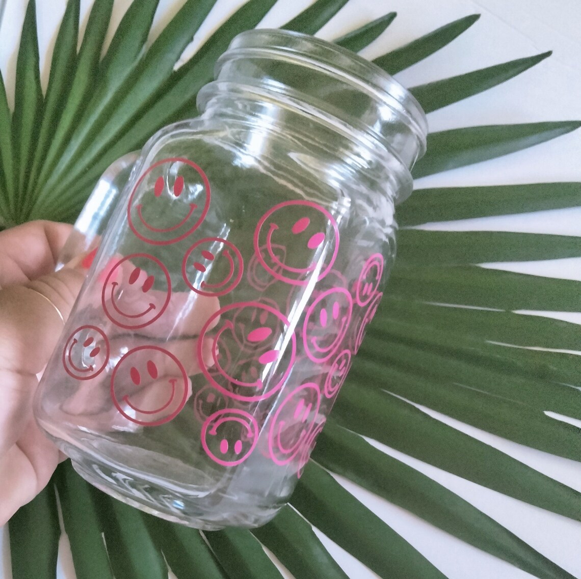 Happy Smiley Face Mason Jar Cup - Etsy