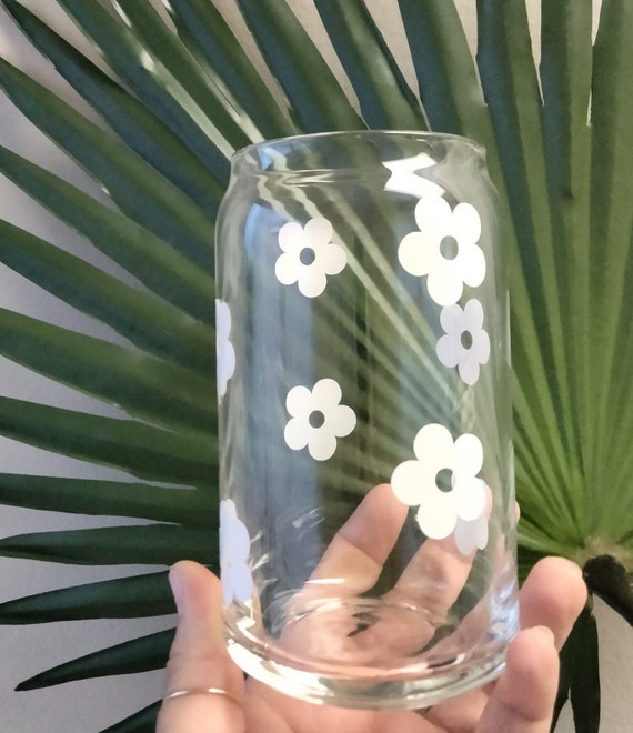 Retro Daisy Flower Glass Cup - Etsy
