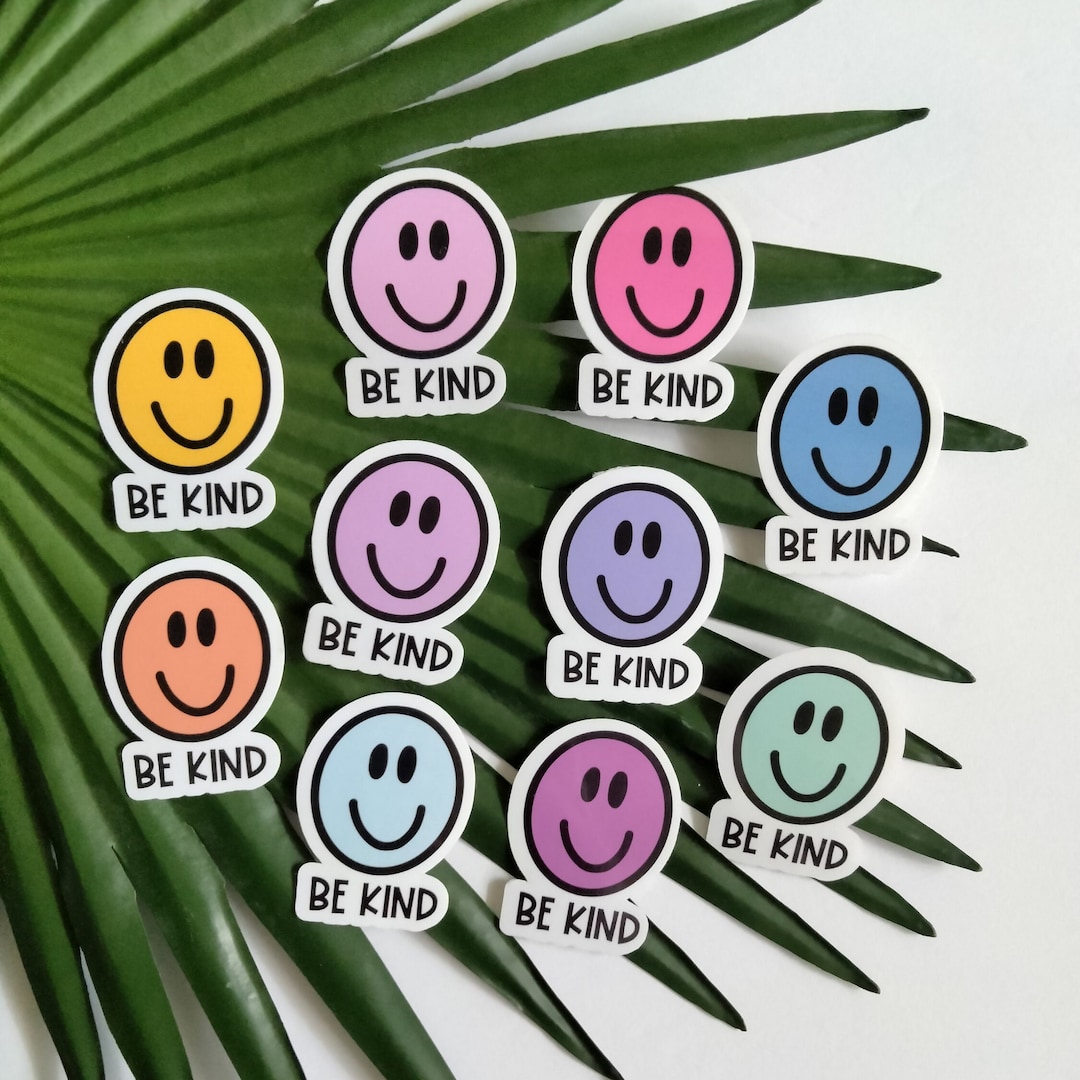 Be Kind Smiley Face Sticker - Etsy