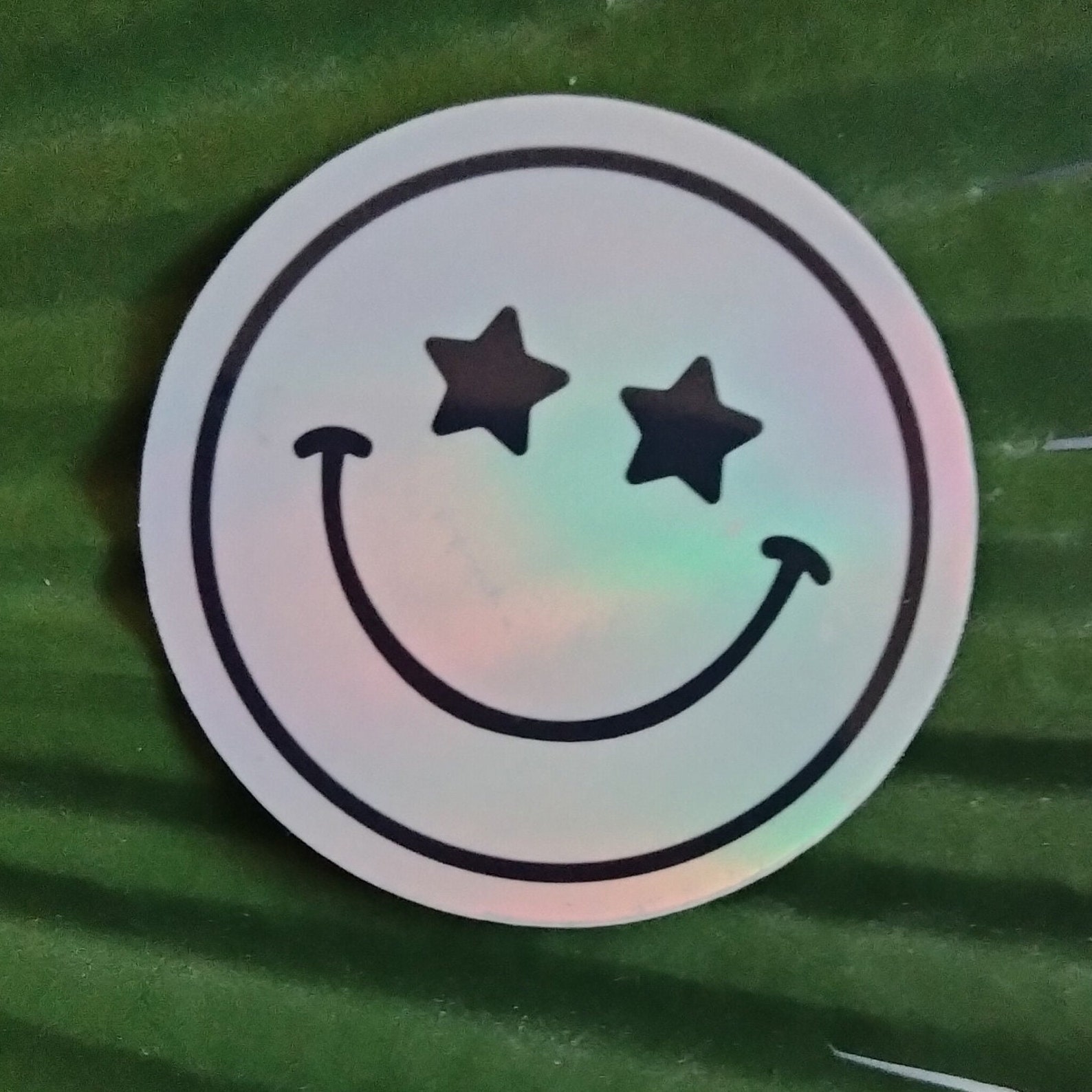 Holographic Smiley Face Sticker - Etsy