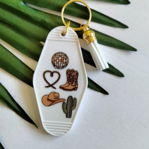 Cowgirl Keychain | Motel Keychain | Vintage Keychain - Etsy