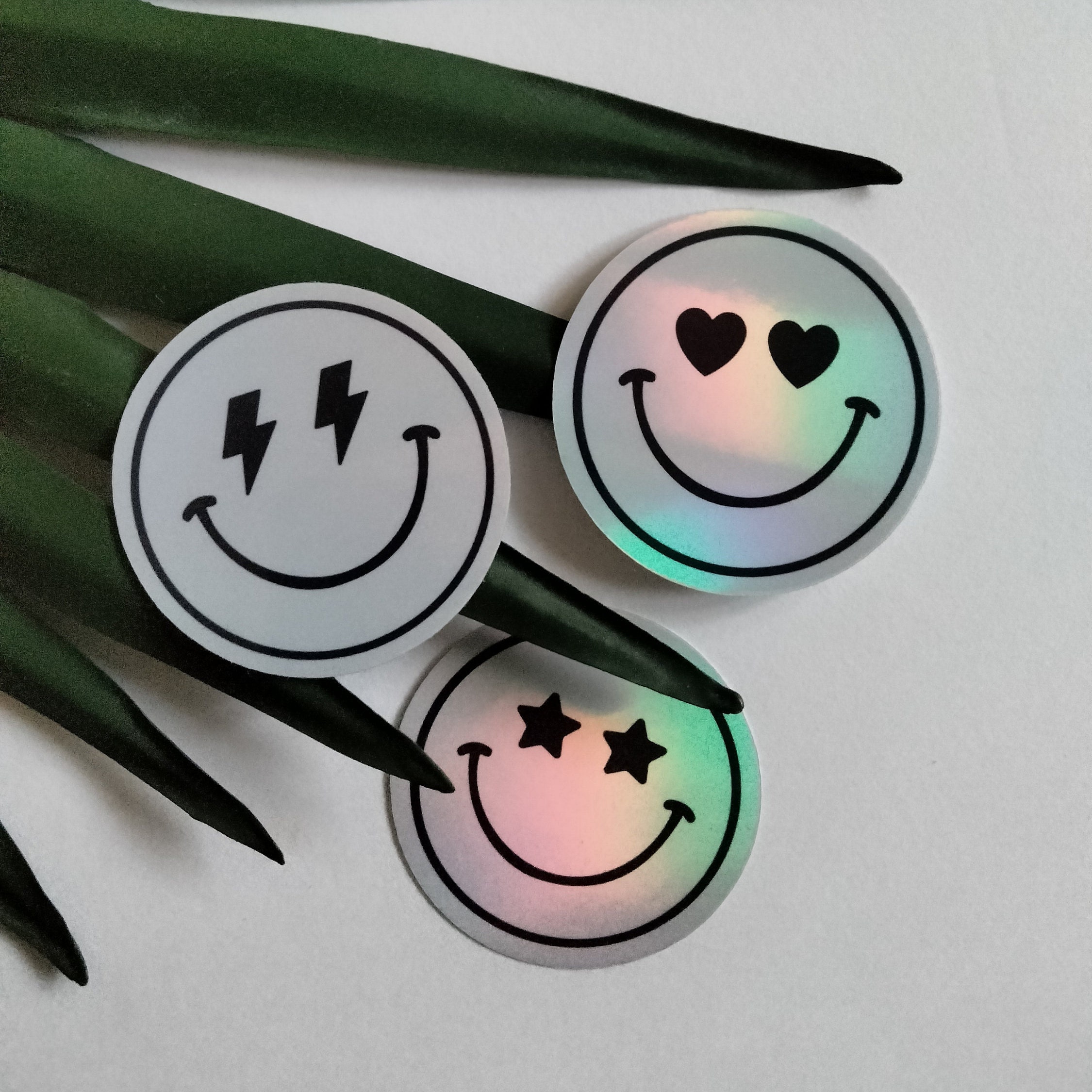 Holographic Smiley Face Sticker - Etsy