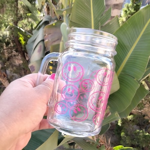 Happy Smiley Face Mason Jar Cup - Etsy