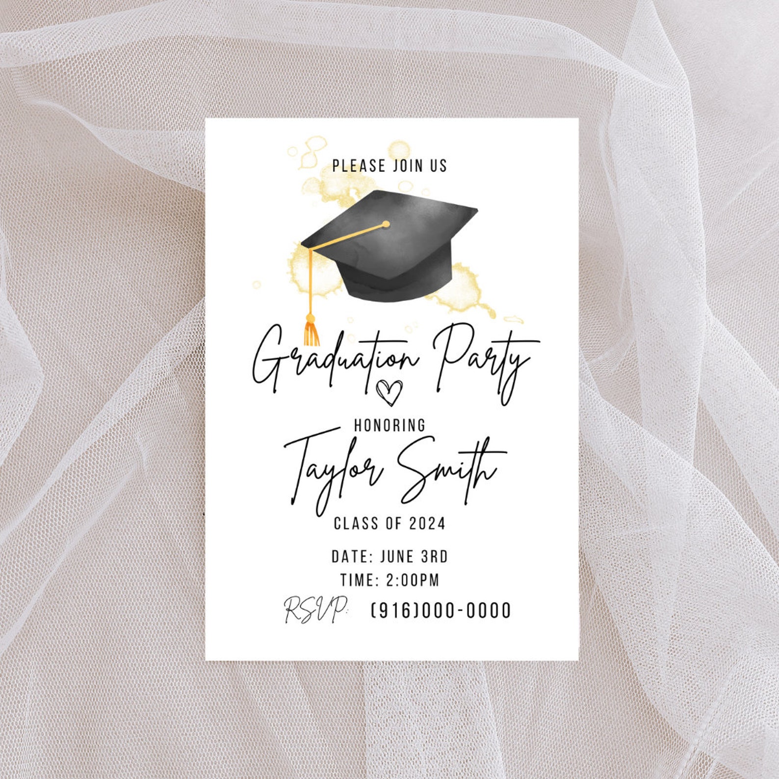 Graduation Party Invitation Template Editable, Graduation Announcement ...