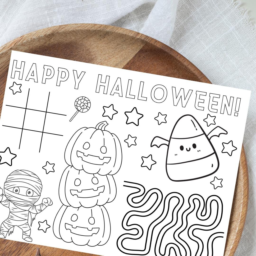 Printable Halloween Coloring Placemat, Halloween Coloring Page ...