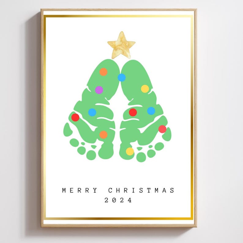 Christmas Tree Footprint Craft, Printable Christmas Footprint Art, DIY ...