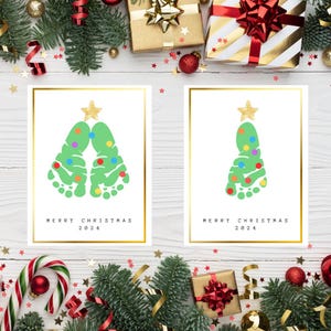 Christmas Tree Footprint Craft, Printable Christmas Footprint Art, DIY ...