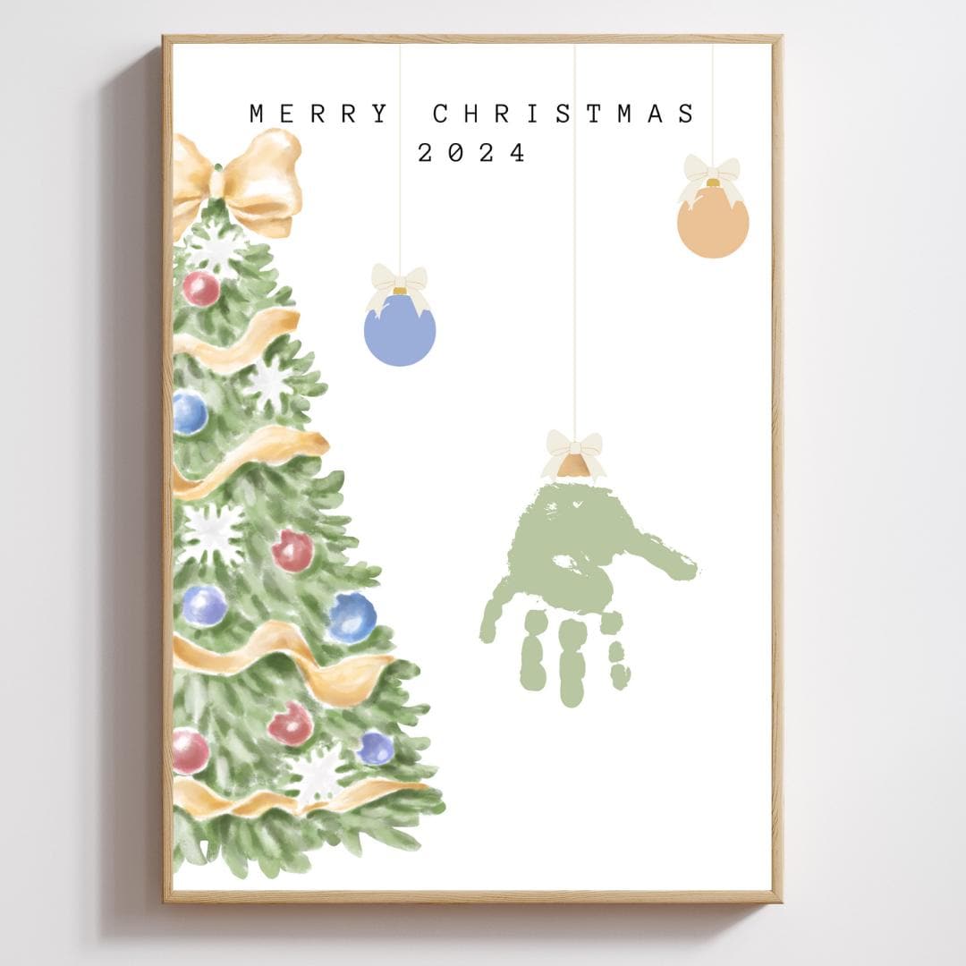 Christmas Ornament Handprint Craft, Printable Christmas Handprint Art ...