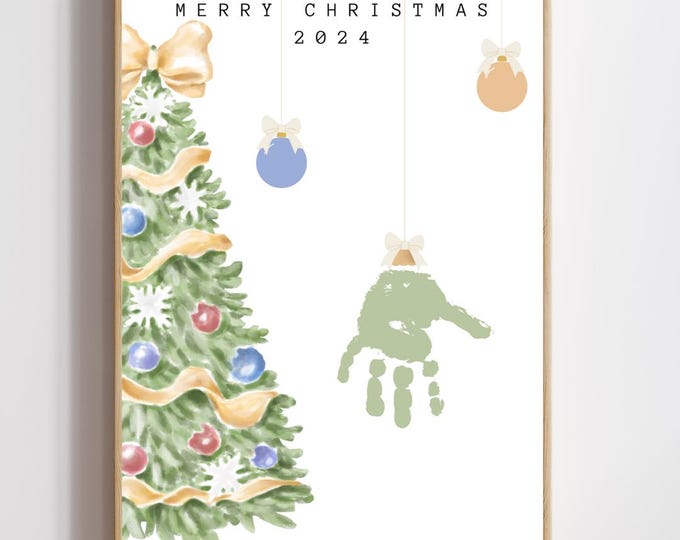 Christmas Ornament Handprint Craft, Printable Christmas Handprint Art ...