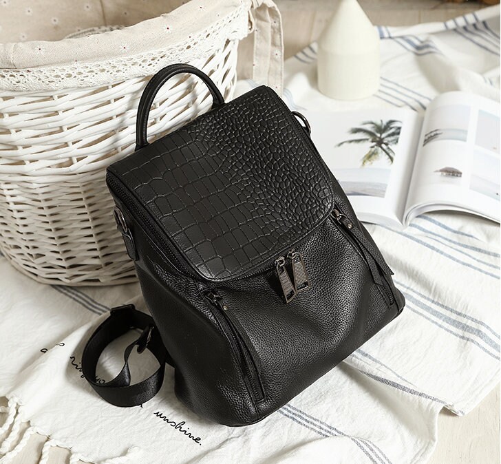 Multi-functional Women's Leather Backpack - Etsy