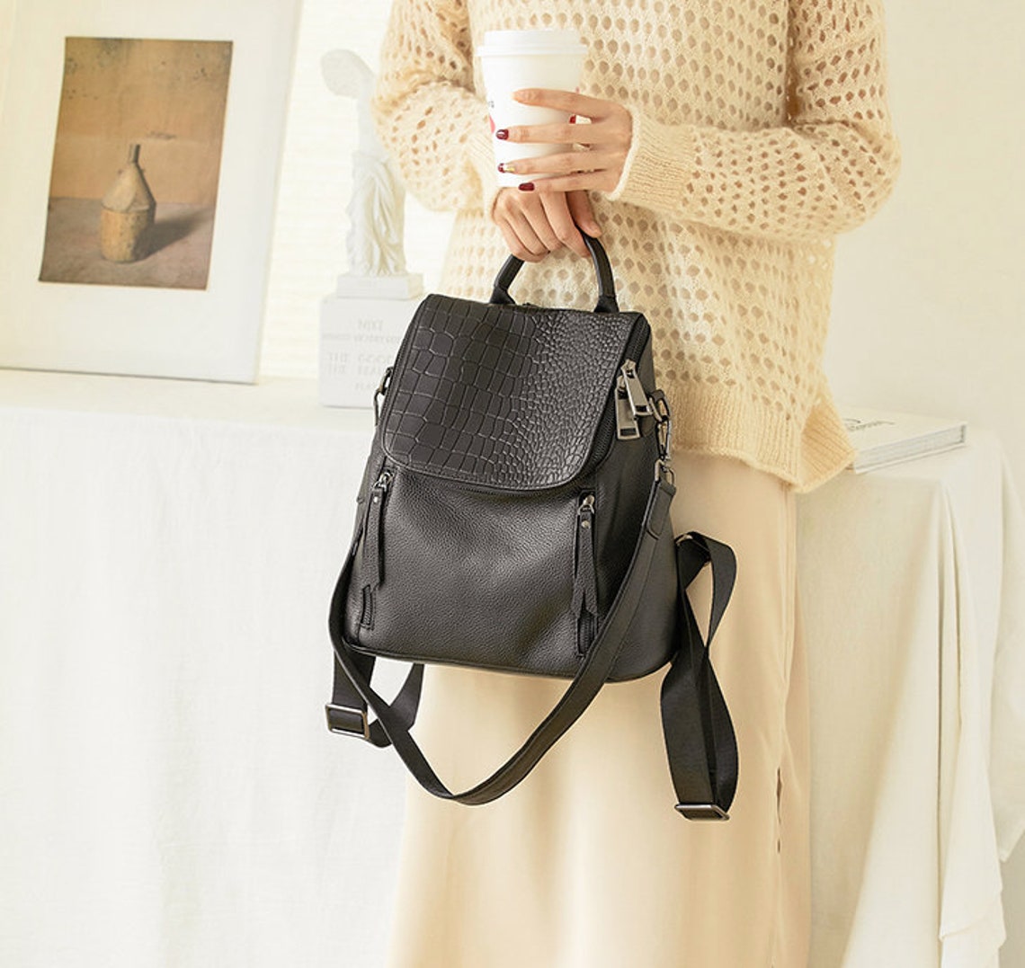 Multi-functional Women's Leather Backpack - Etsy