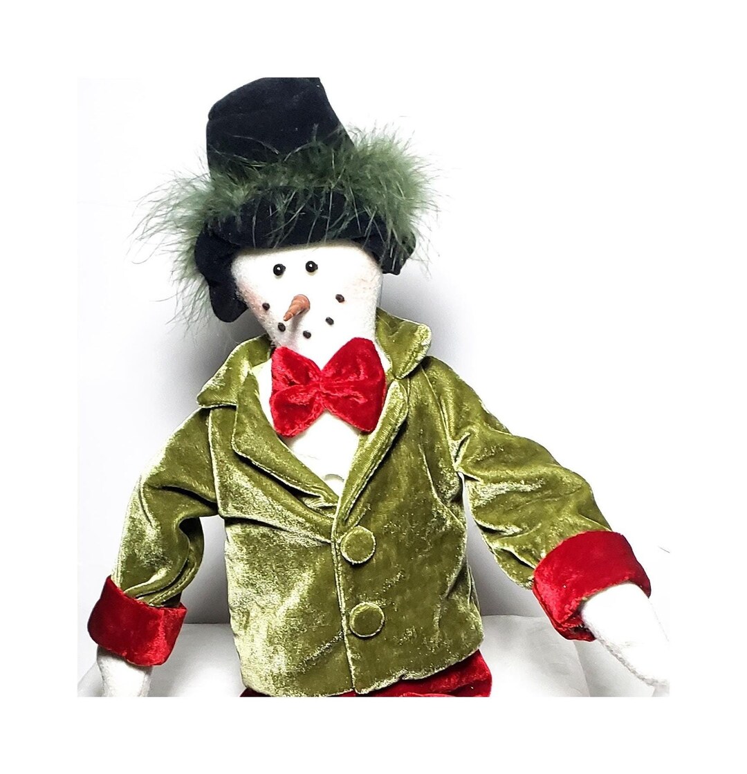 Dandy Snowman Shelf Sitter With Glam Suit and Bowtie - 24" Overall ...