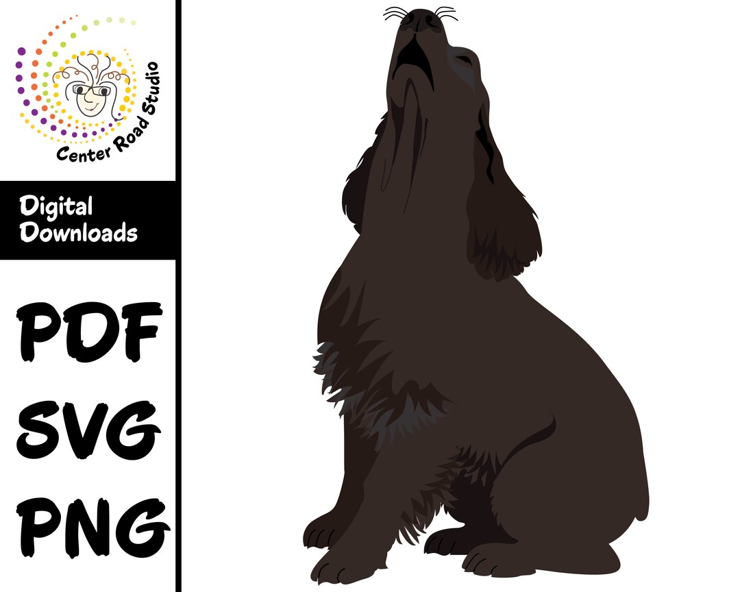 Field Spaniel Howling/singing Digital Dog Illustration for Print or Use ...
