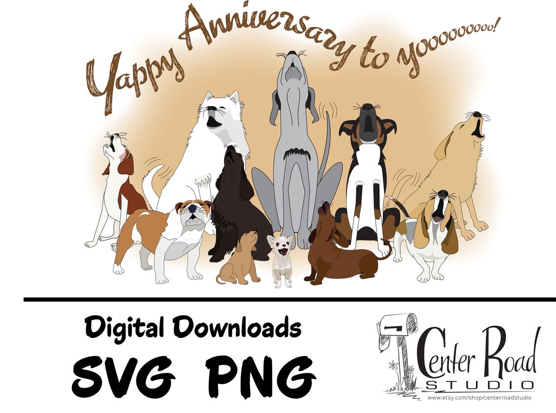 Howling Dogs Happy (yappy) Anniversary Card to Email or Print, JPG and ...