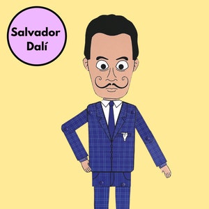 Salvador Dali Printable Paper Doll, Famous Artists Cut Out Doll, Art ...