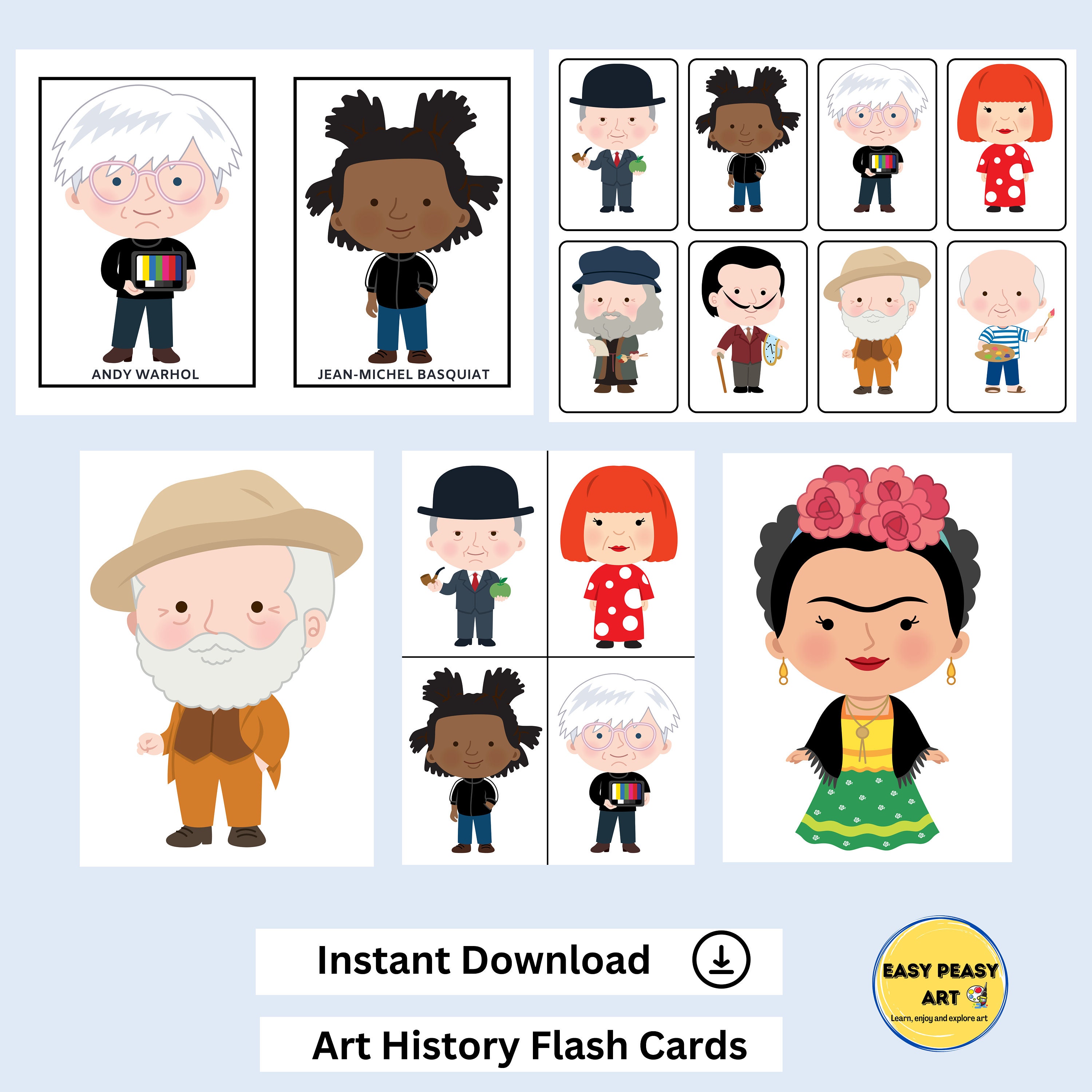 Famous Painters Flash Cards, Art History Flash Cards, Art for Kids ...