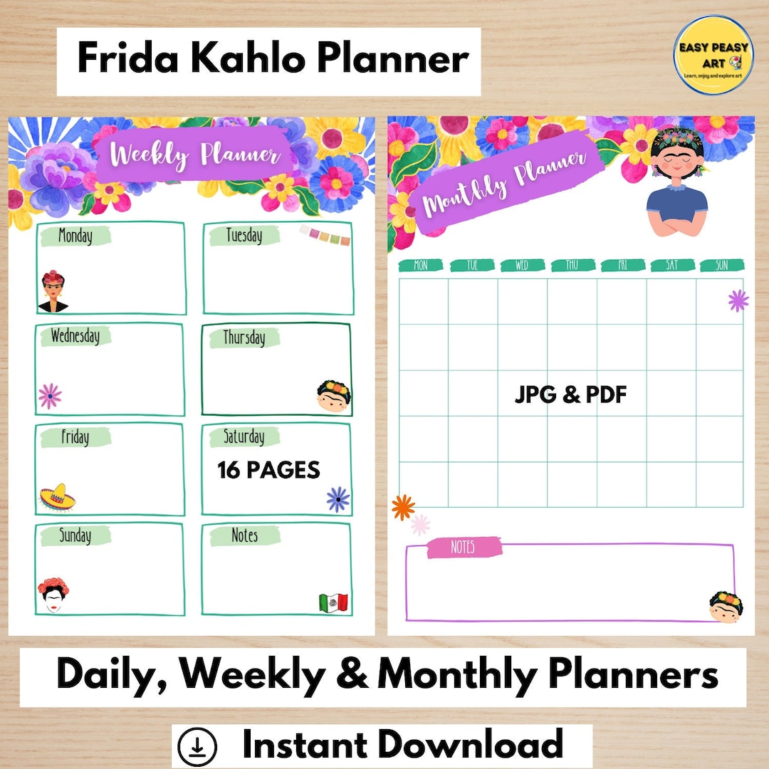 Frida Kahlo Planner, Artist Planner, Artist Digital Planner, Famous ...