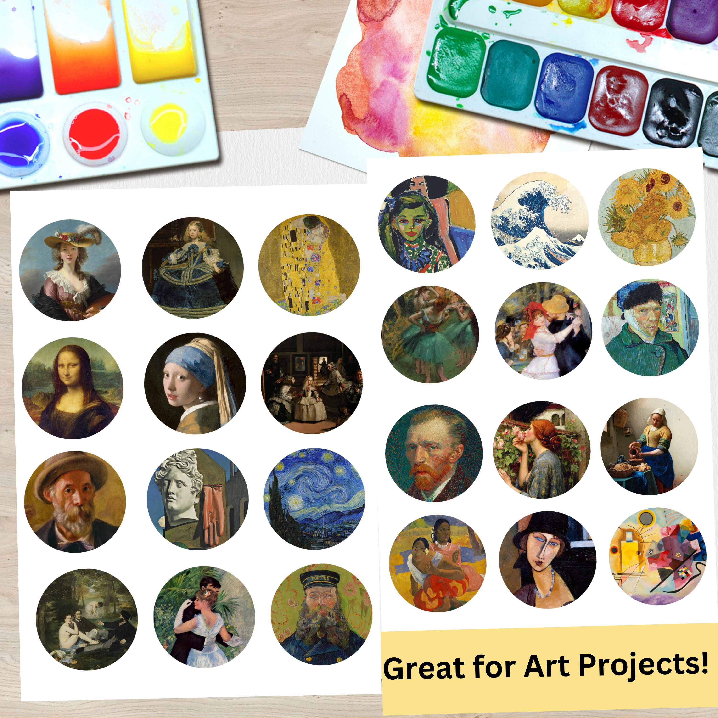 Famous Paintings Cupcake Topper, Art Party Printable, Art History ...