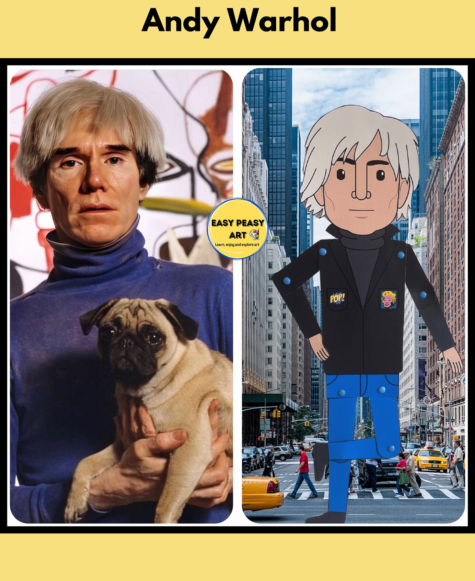 Andy Warhol Paper Doll, Pop Art Cut Out Doll, Famous Artist Articulated ...