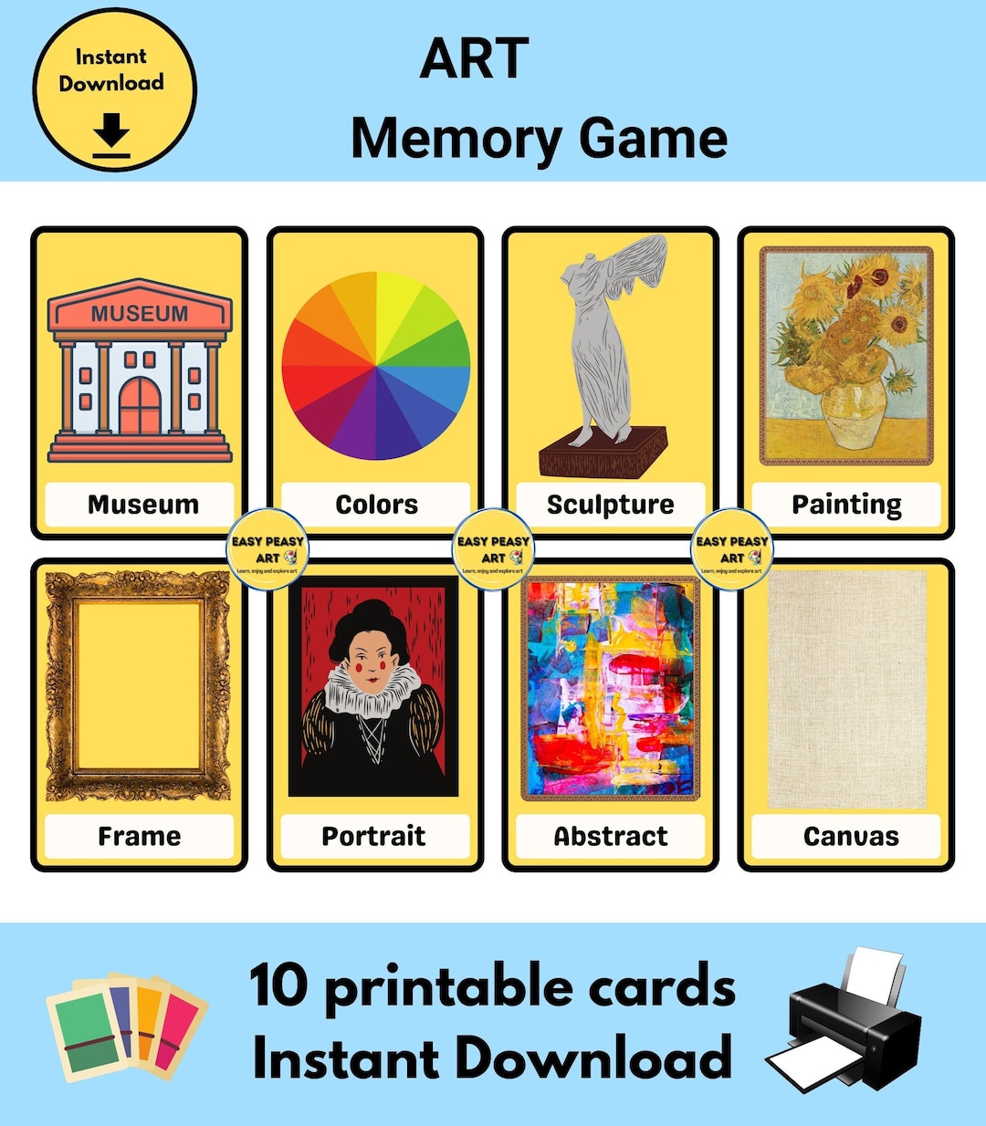 Art Memory Game for Toddlers and Preschoolers, Memory Cards With Art ...