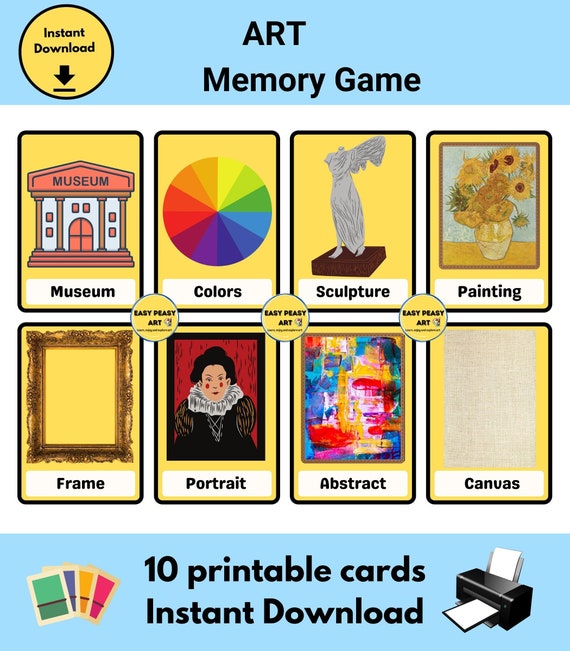 Art Memory Game for Toddlers and Preschoolers Memory Cards - Etsy