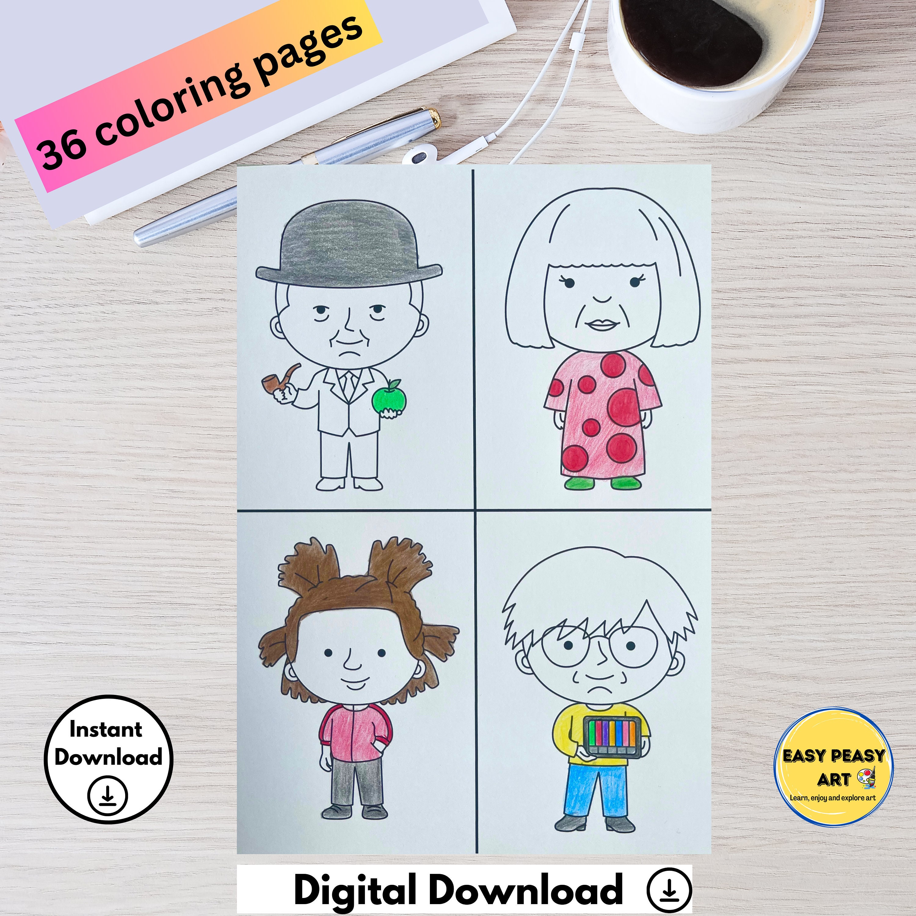 Famous Artists Coloring Pages, Art History for Kids, Montessori Famous ...