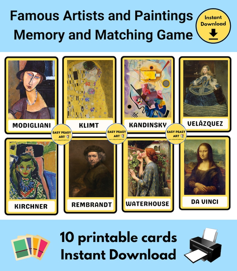 Art Matching Game for Toddlers and Kids, Montessori Cards for Toddlers ...
