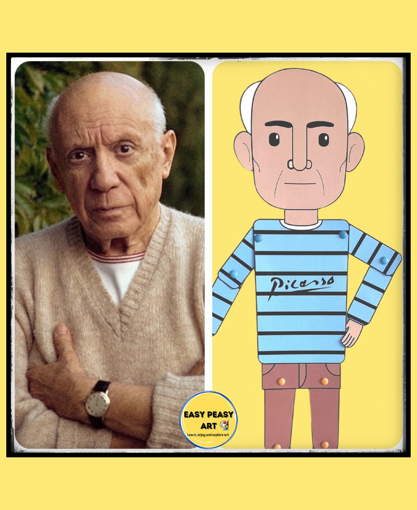 Famous Artist Craft Cards for Kids, Coloring Picasso, Art History for ...