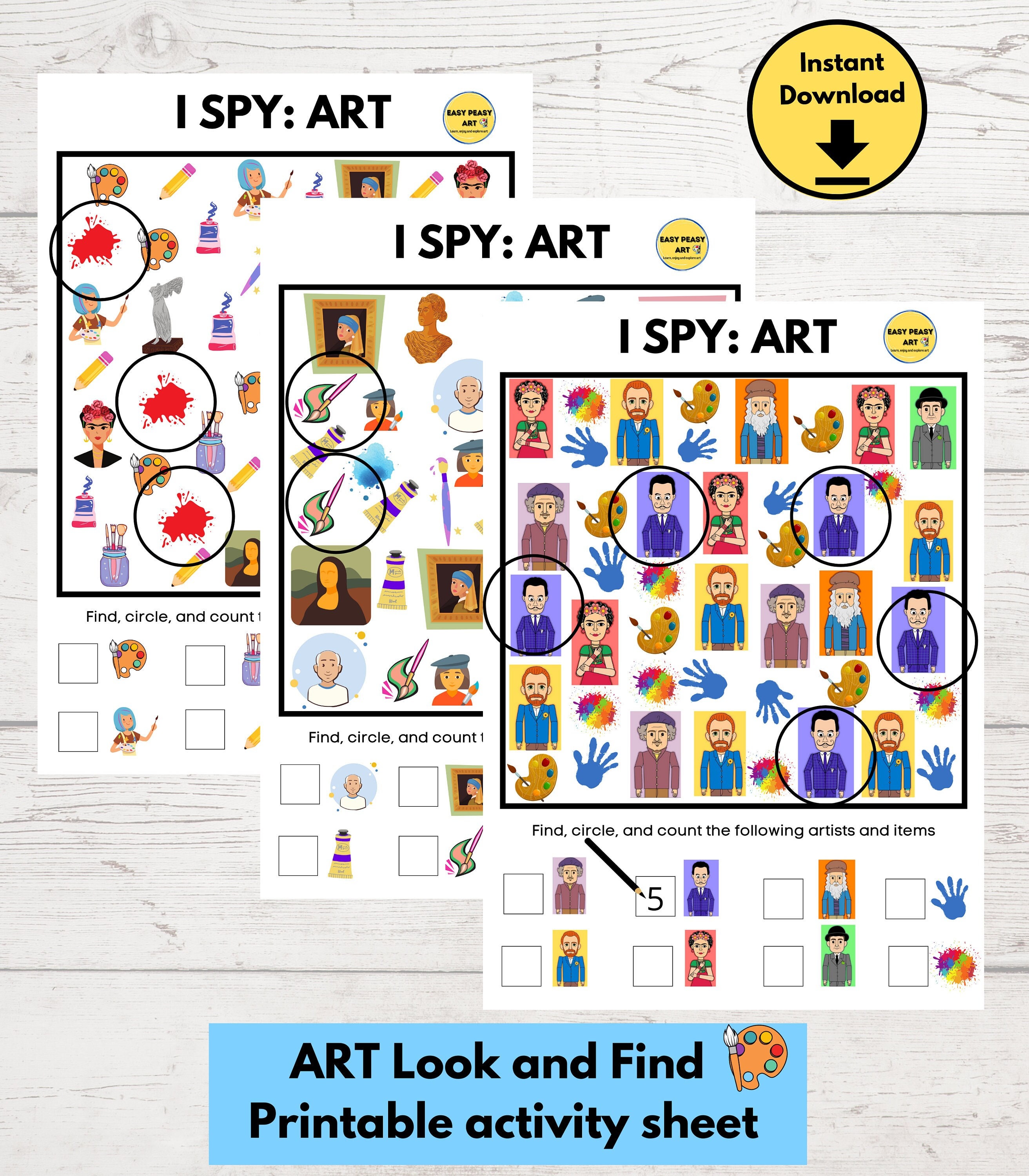 I Spy Game Printable, Look and Find Art History Homeschool Activities ...