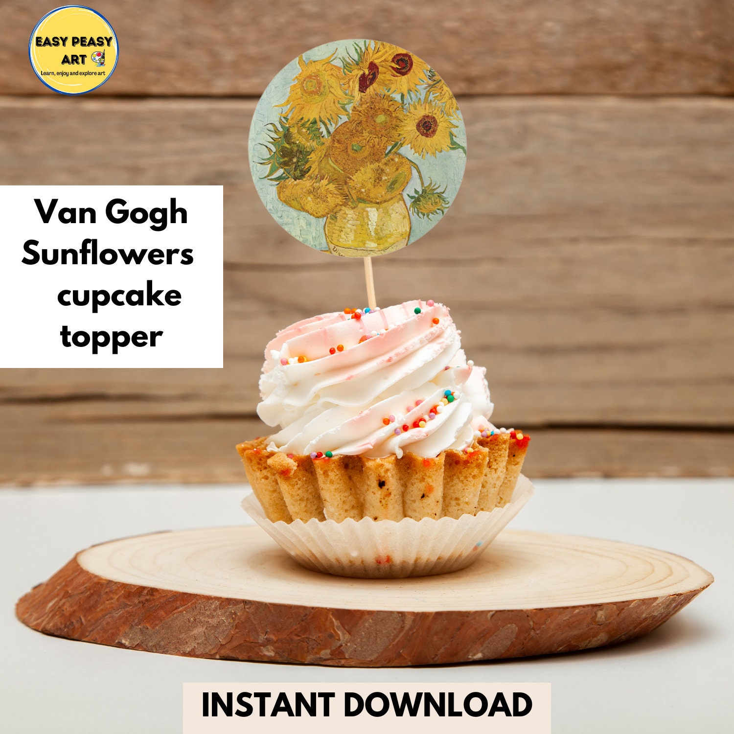 Van Gogh Cupcake Topper, Art Cupcake Toppers, Digital Download Cupcake ...