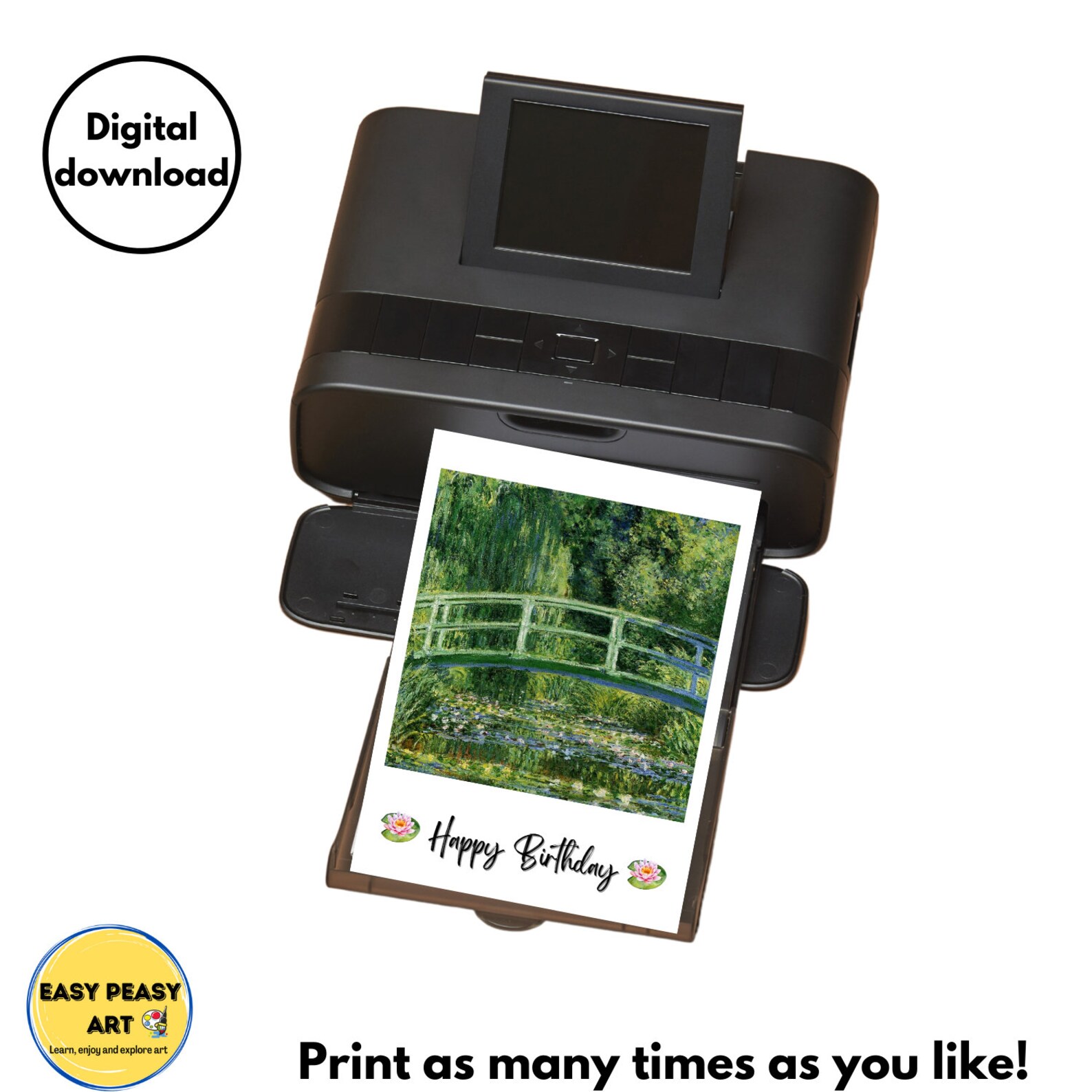 Claude Monet Birthday Card Printable, Art Lover Gift, Art History Card ...