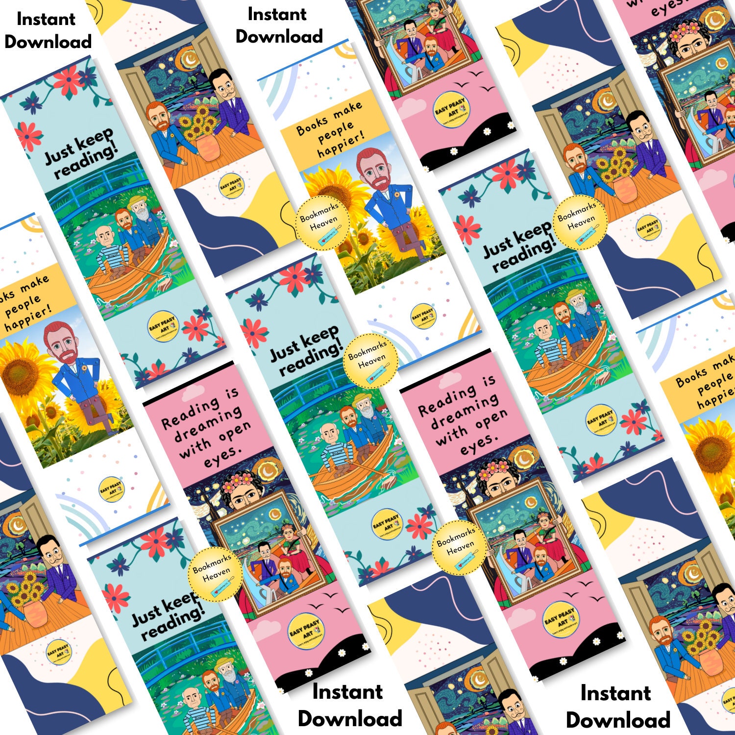 Art Bookmarks, Frida Kahlo Bookmark, Van Gogh Gifts, Salvador Dali ...