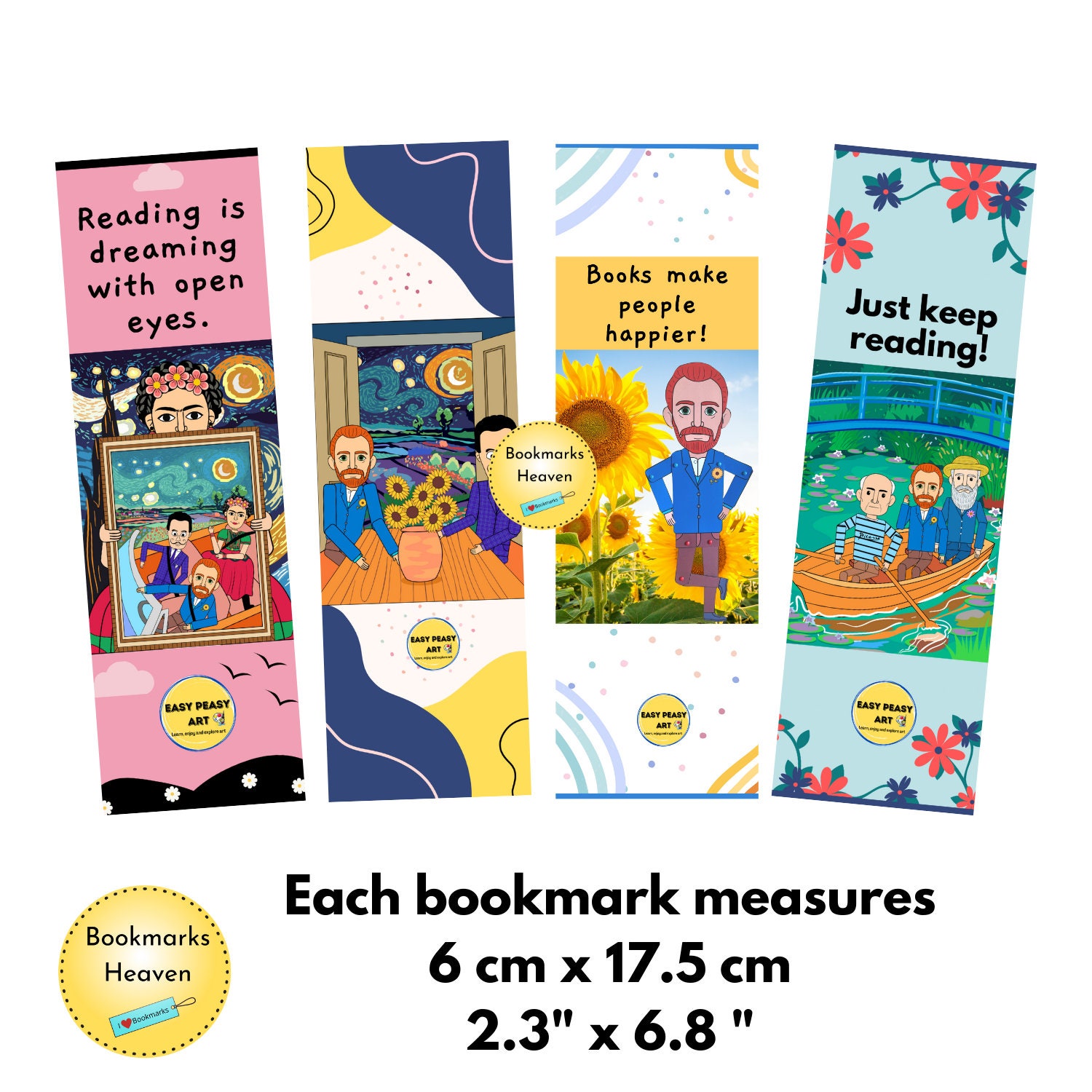 Art Bookmarks, Frida Kahlo Bookmark, Van Gogh Gifts, Salvador Dali ...