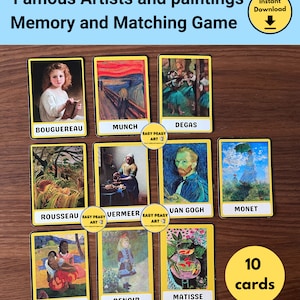 Art Matching Cards, Matching Game for Toddlers and Preschoolers ...