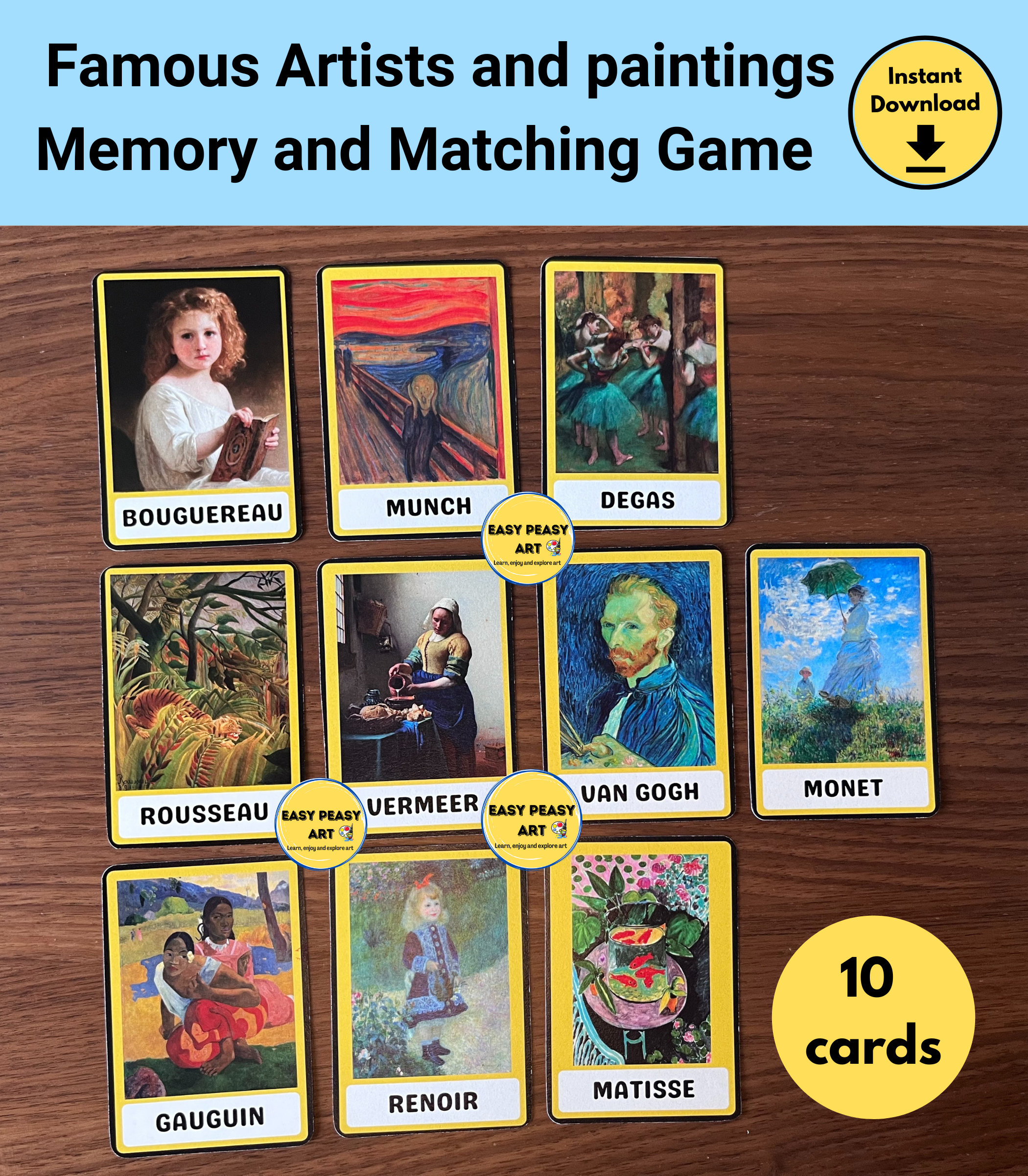 Art Matching Cards, Matching Game for Toddlers and Preschoolers ...