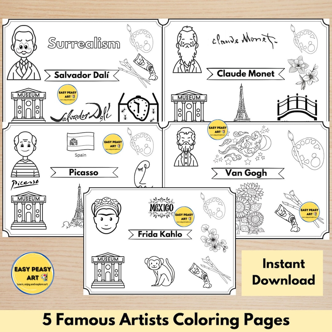Famous Artists Coloring Pages, Vincent Van Gogh Coloring Page, Famous ...