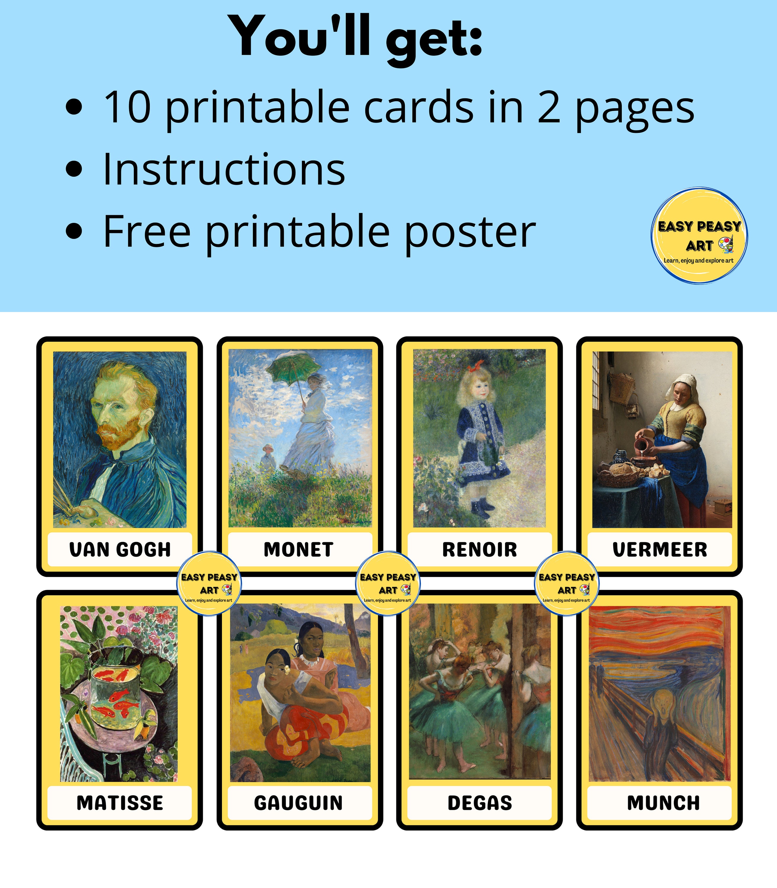 Art Matching Cards, Matching Game for Toddlers and Preschoolers ...