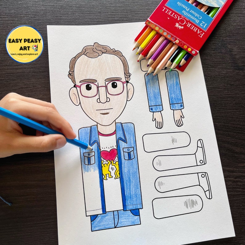 Keith Haring Articulated Doll Printable, Pop Art Artist Paper Puppet ...